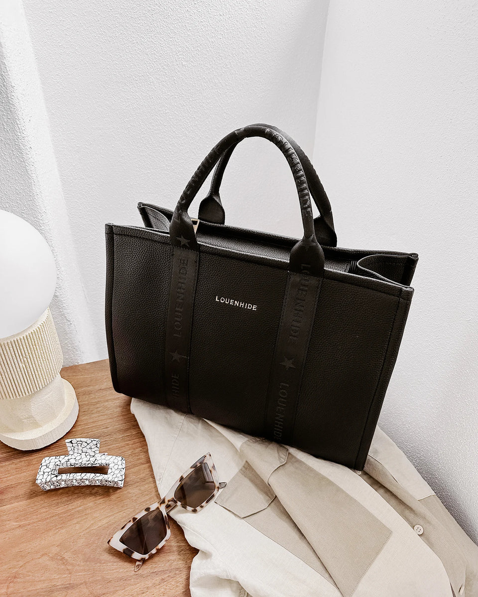 SAC À MAIN LOUENHIDE "MANHATTAN LOGO" BLACK – JEYAH